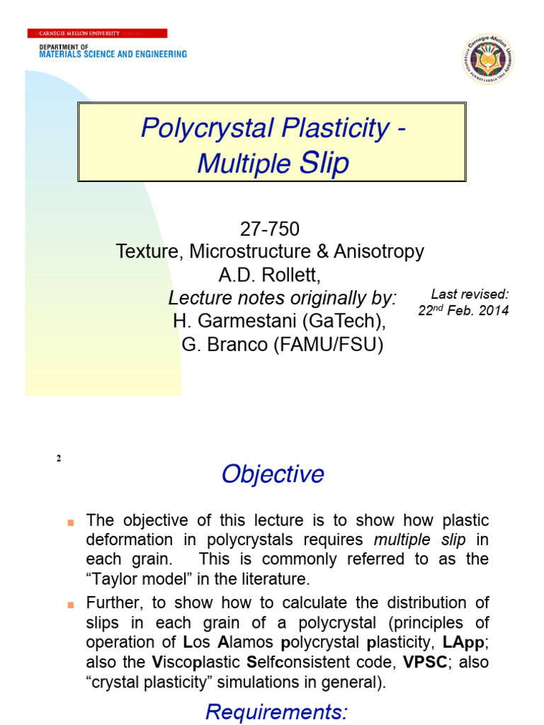 Taylor Model in Polycrystal Plasticity | PDF | Plasticity (Physics ...