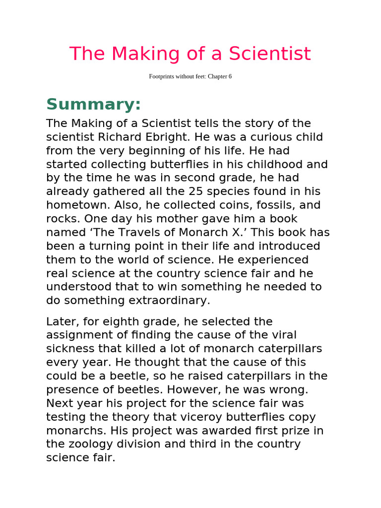 The making of a scientist Notes | PDF | Science | Butterfly