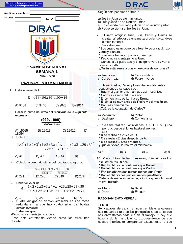 Examen de PRE 3 | PDF | Pensamiento | Comunicación