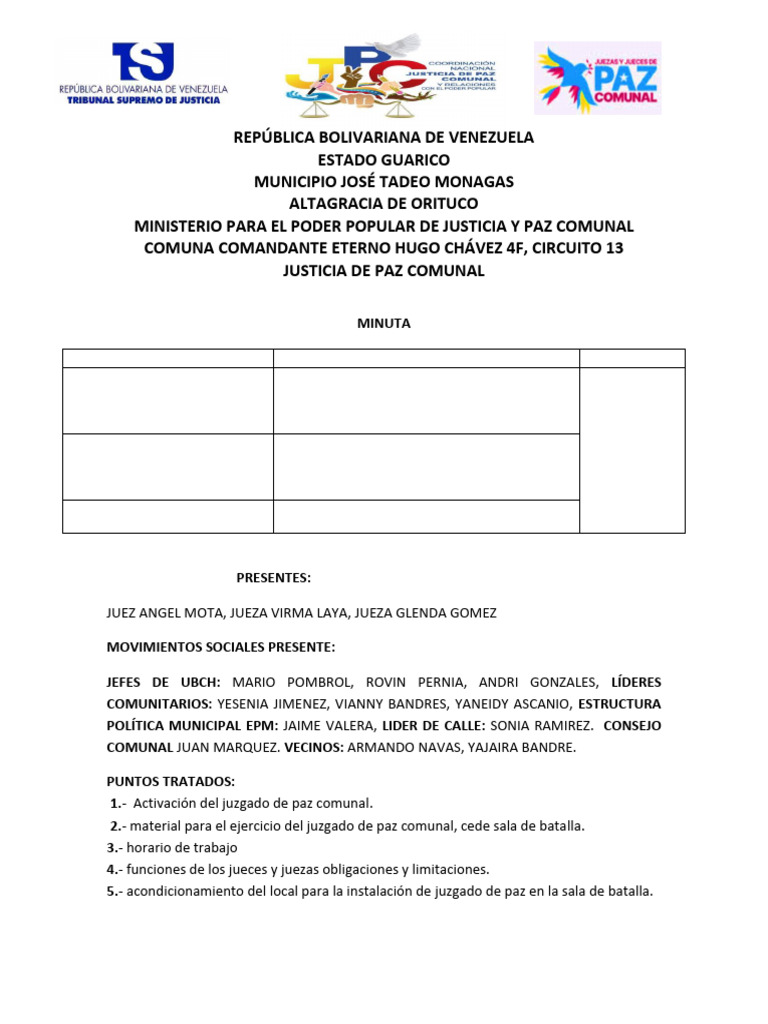 Minuta Tacha | PDF | Venezuela