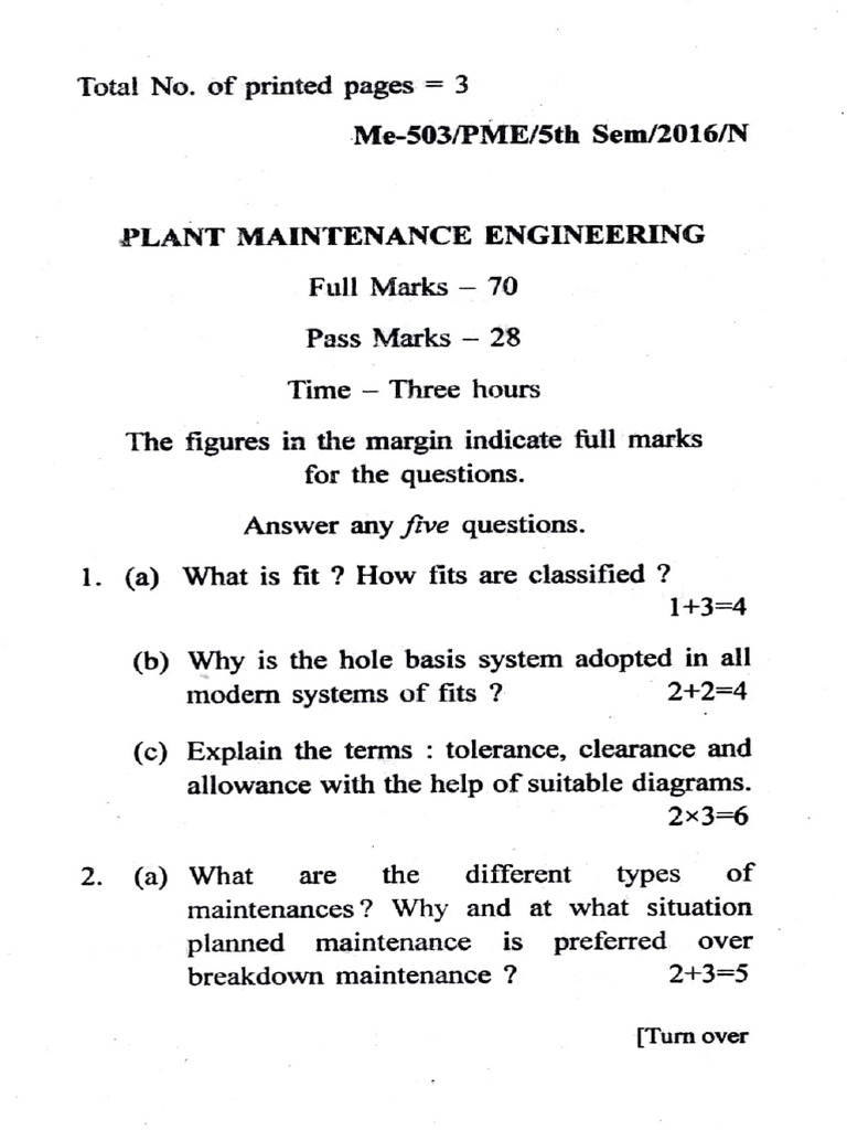 Plant Maintenance Engineering 2016 | PDF