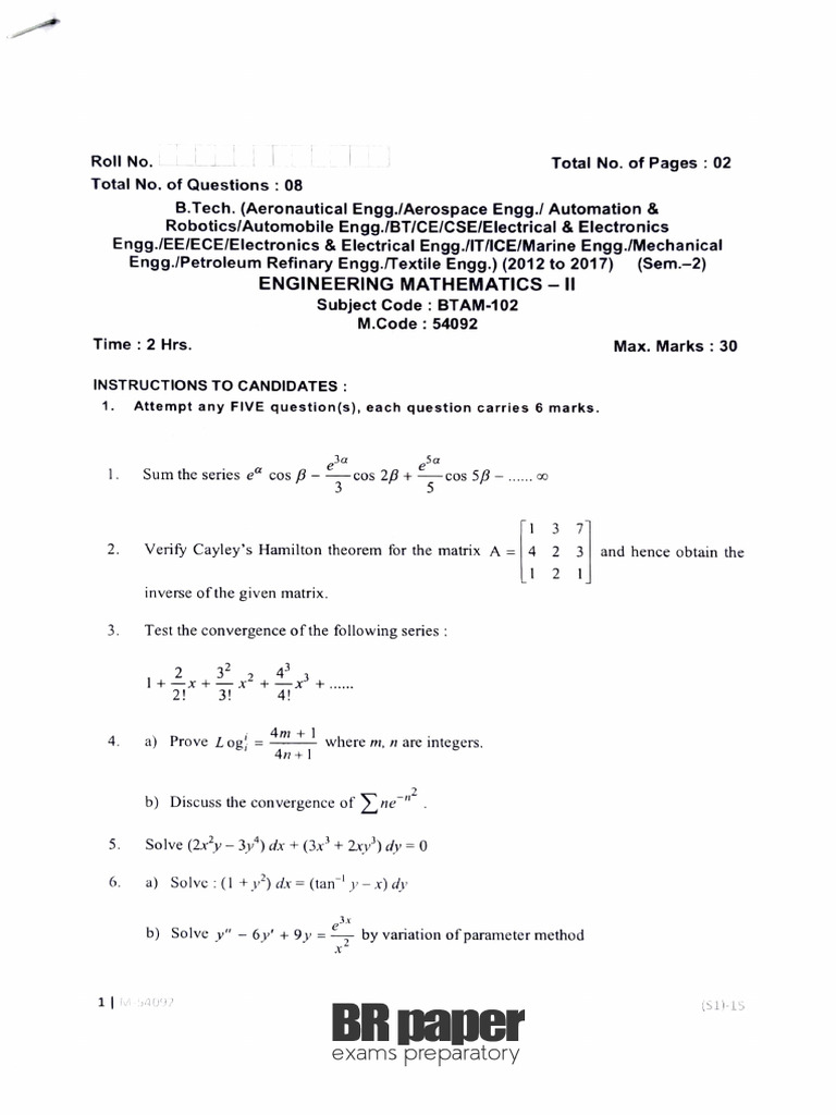 Math2 (1st 2nd) May2020 | PDF