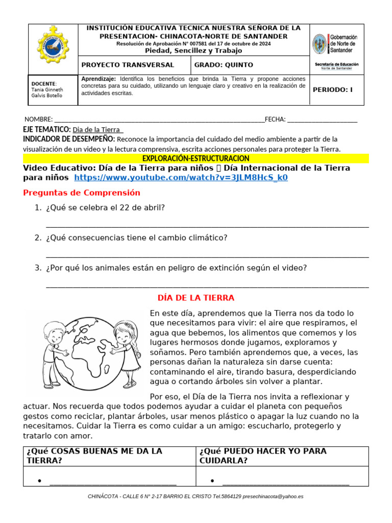 Proyecto Día de la Tierra para Quinto | PDF | Tierra