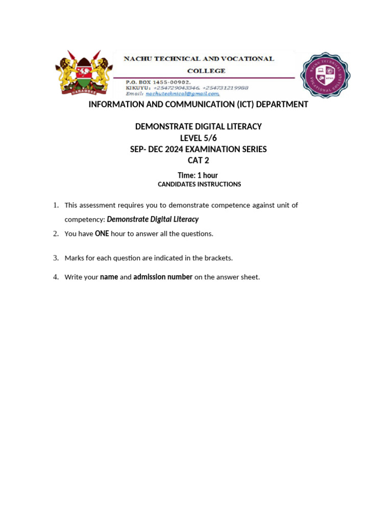 Digital Literacy Level 5 and 6 CAT2 | PDF | Security Hacker | Cyberspace