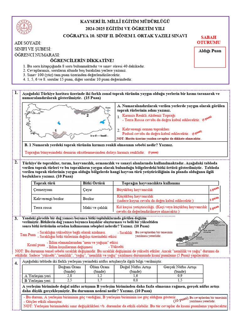 Cografya 10 Sabah Oturum Son CVB | PDF