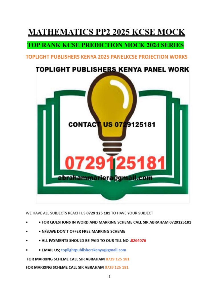 Mathematics Pp2 2025 Kcse Mock | PDF | Mathematics | Applied Mathematics