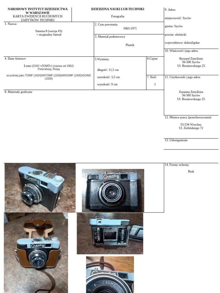 Karta Ewidencyjna - Smiena 8 | PDF