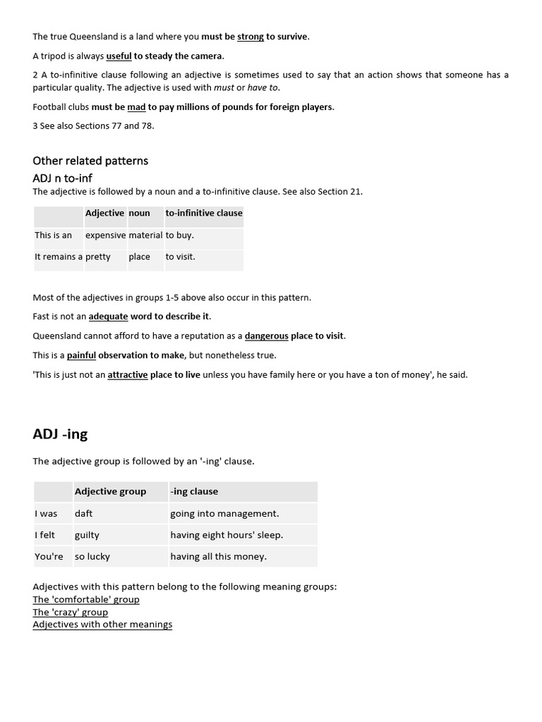 P74-75 Collins COBUILD Grammar Patterns Adjectives | PDF | Adjective | Syntax