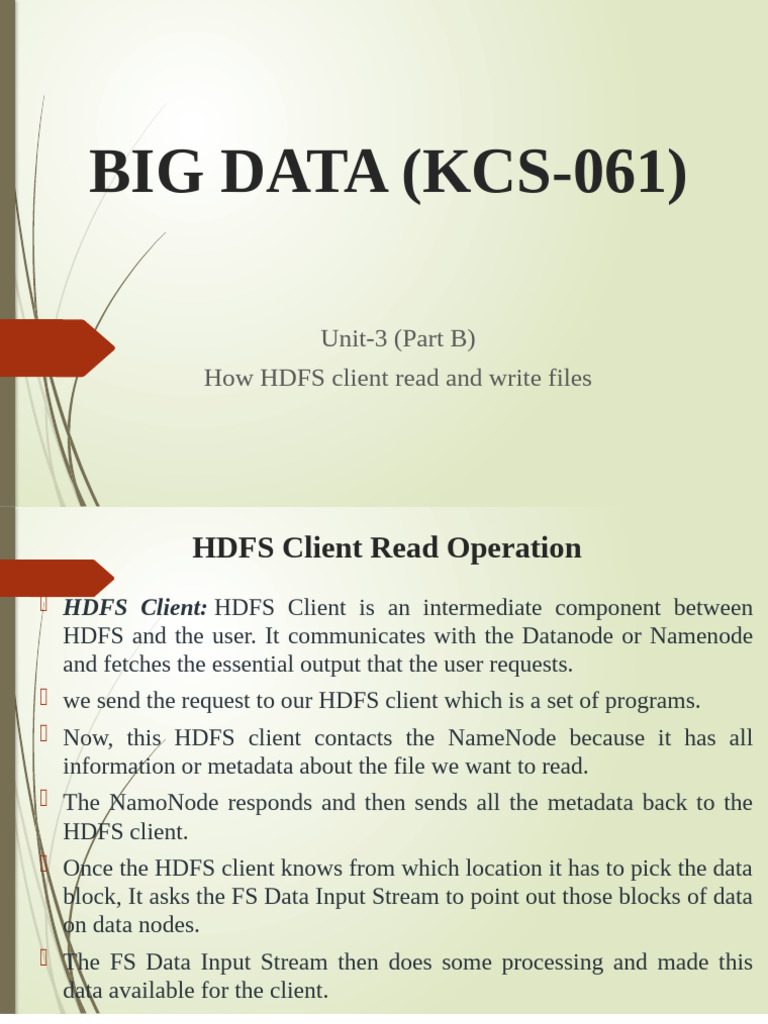 Unit 2 & 3 - HDFS Read & Write | PDF