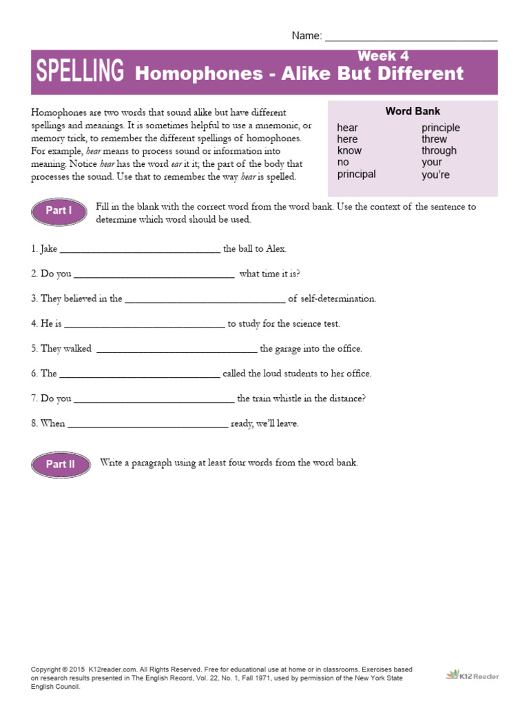 Wk_4_homophones_alike_but_different | PDF | Spelling | Chess