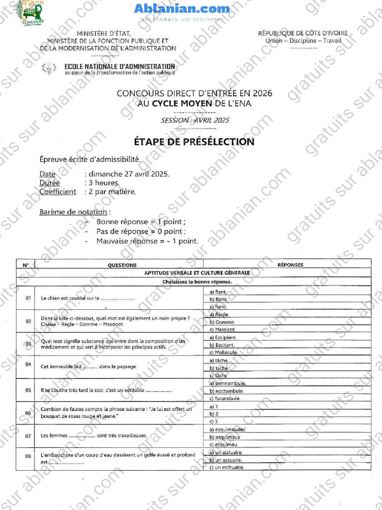 ENA-Cycle-moyen-2025-preselection- | PDF