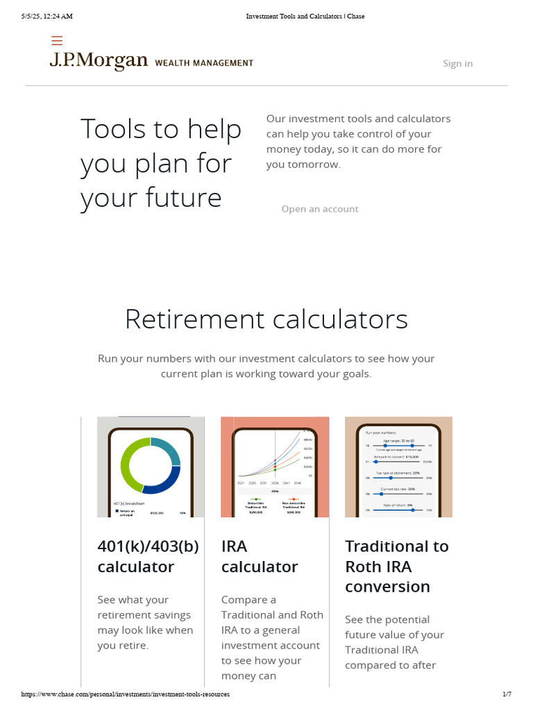 Chase Investment Calculator Tools | PDF | Chase Bank | Jp Morgan Chase
