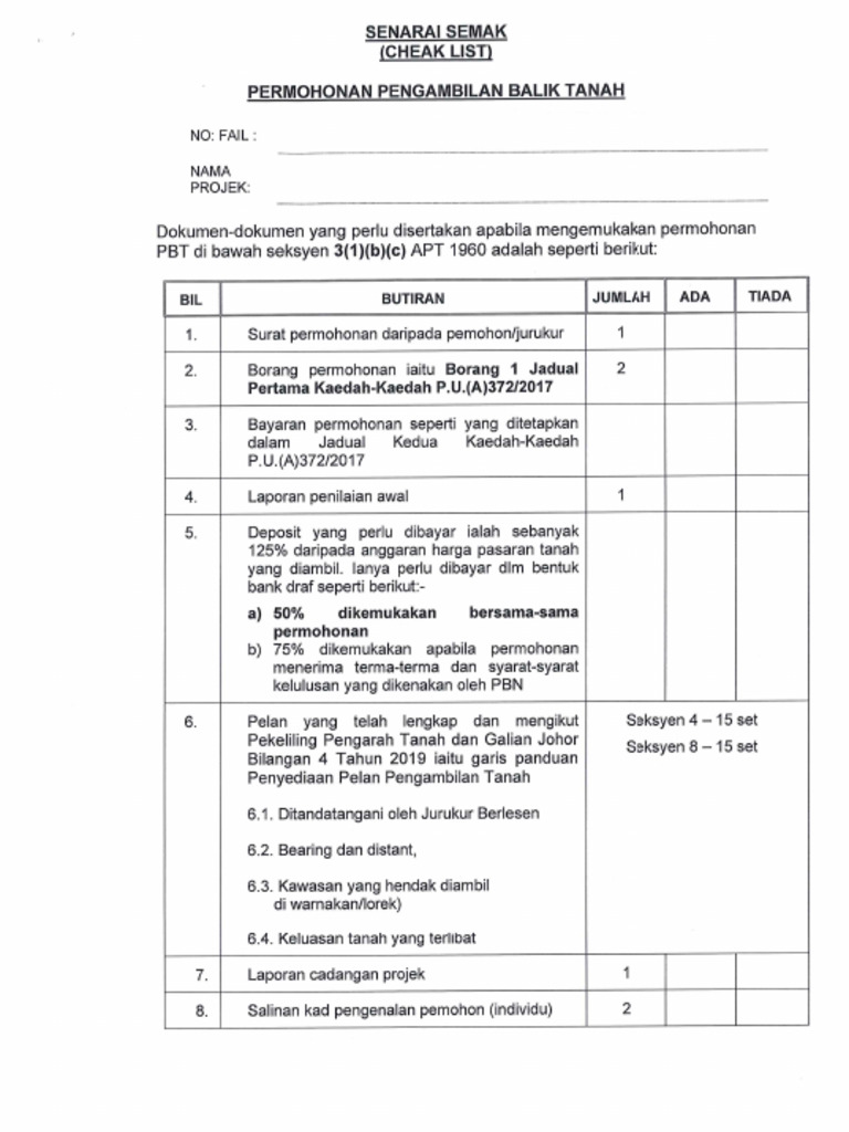CHECKLIST PBT (1) (B) (C) | PDF