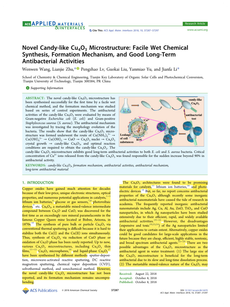 Wang Et Al 2018 Novel Candy Like Cu4o3 Microstructure Facile Wet ...