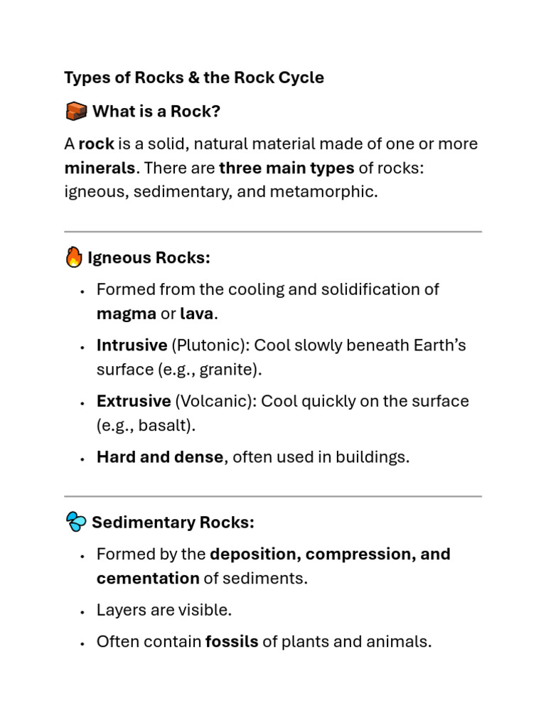 Types of Rocks NOTES | PDF
