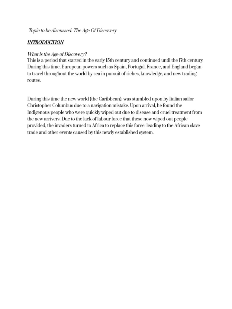 Age of Discovery Discussion | PDF | Indigenous Peoples | European ...