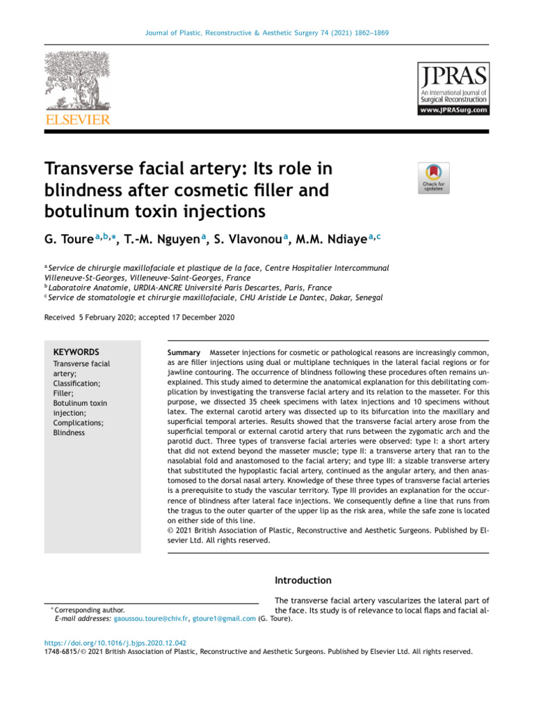 Transverse Facial Artery Variations and Risks | PDF | Human Nose ...