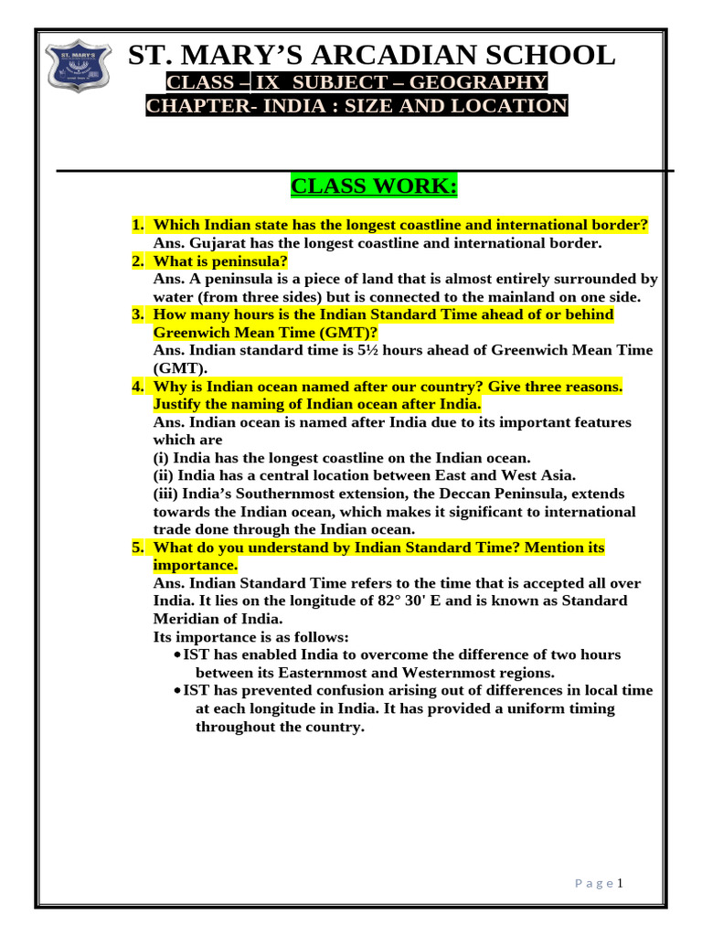 Ix Class Work | PDF