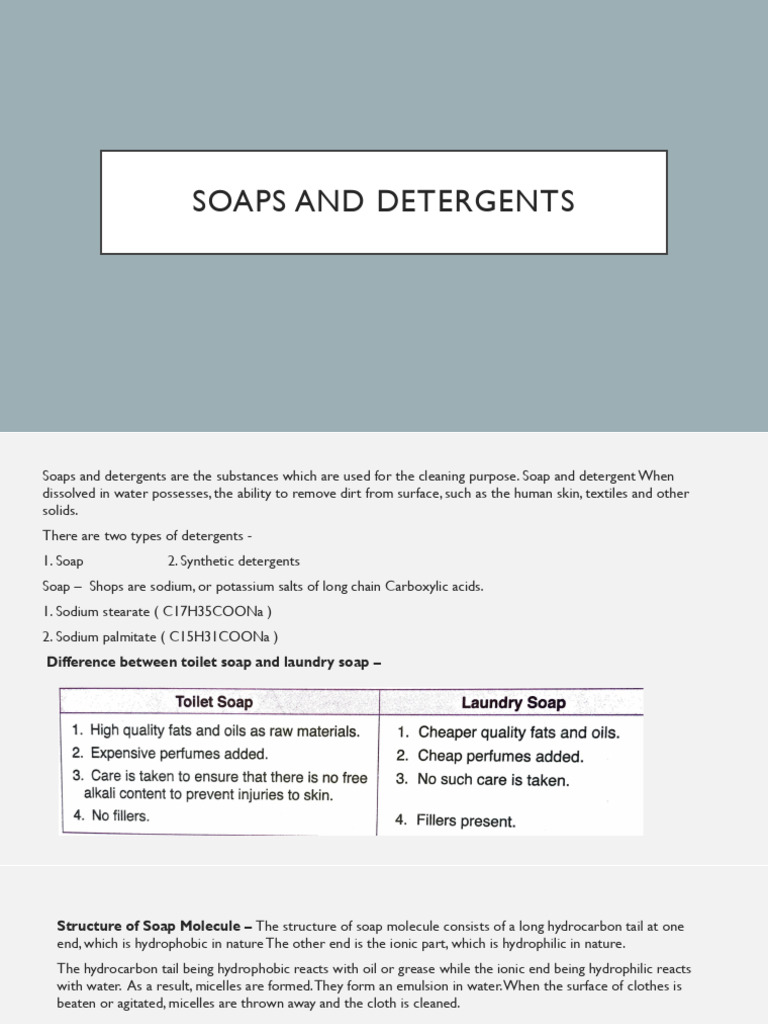 Soaps and Detergents | PDF | Detergent | Soap