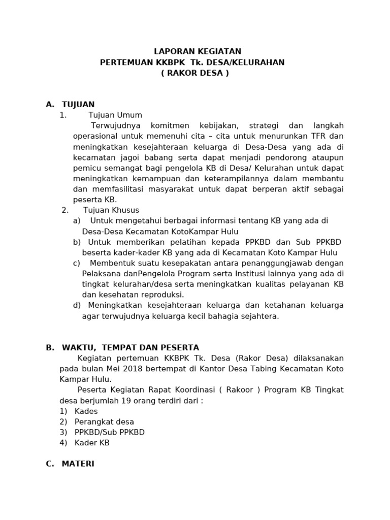 LAPORAN KEGIATAN kb1 | PDF