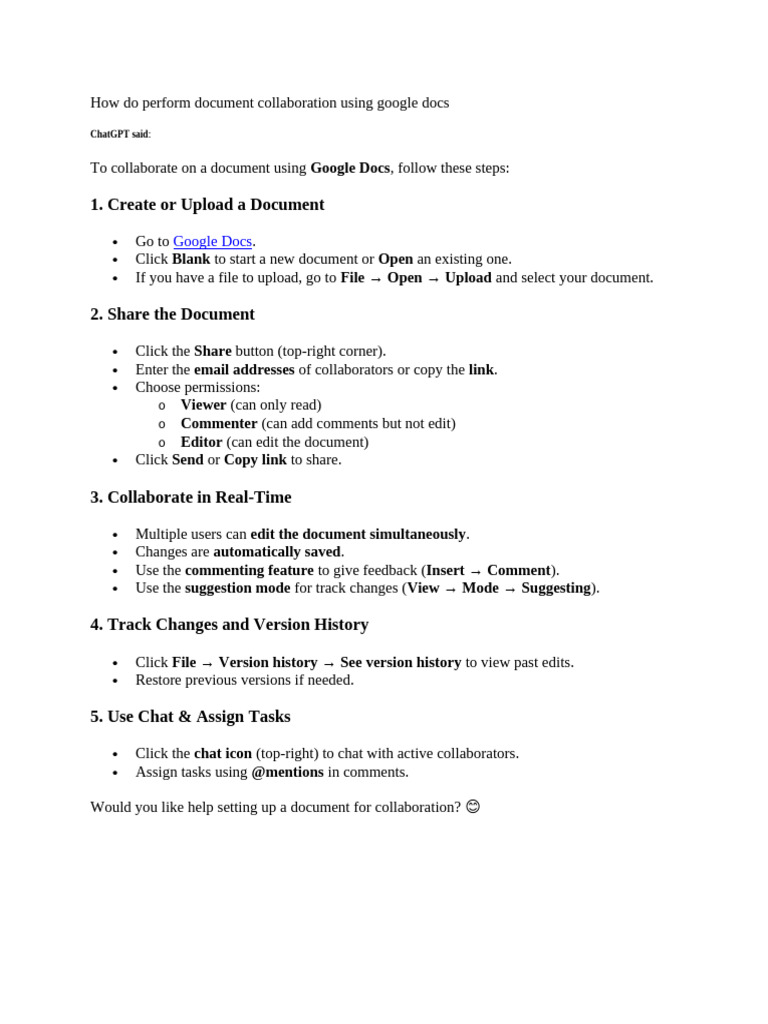 How Do Perform Document Collaboration Using Google Docs | PDF