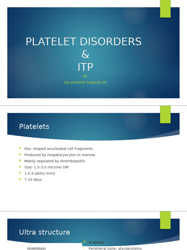 Platelet Disorders and ITP | PDF | Platelet | Coagulation