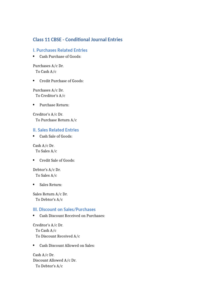 Class 11 Conditional Journal Entries | PDF
