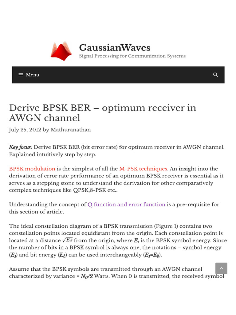 Probability of Error - BPSK | PDF