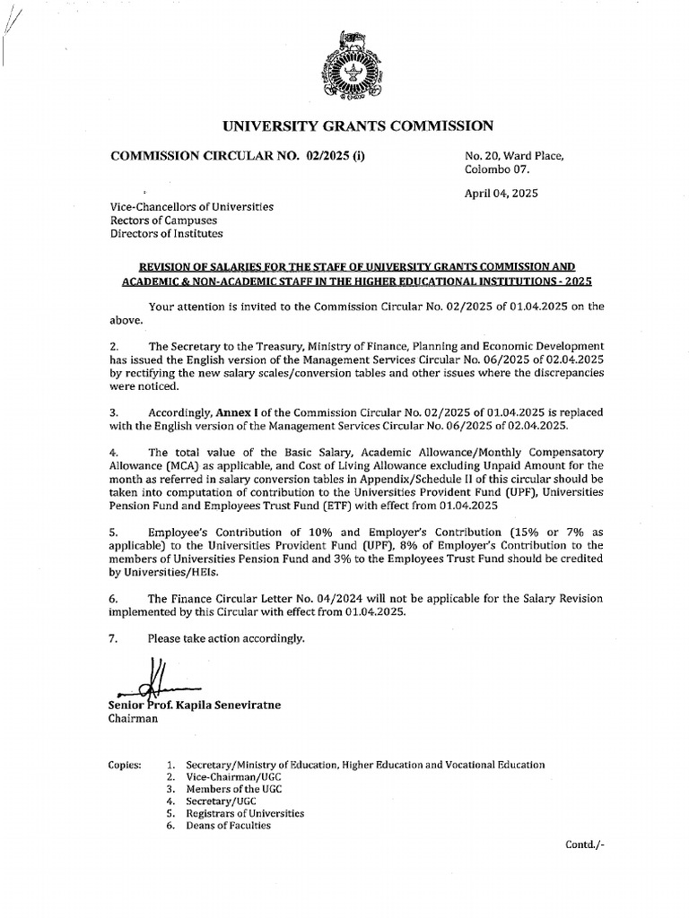 Salary Revision Circular 2025 | PDF | Cost Of Living | Salary