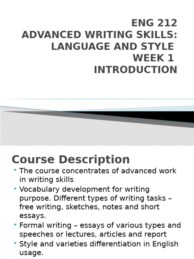 ENG212 LECTURE NOTE WEEK 1 | PDF | Writing | Essays