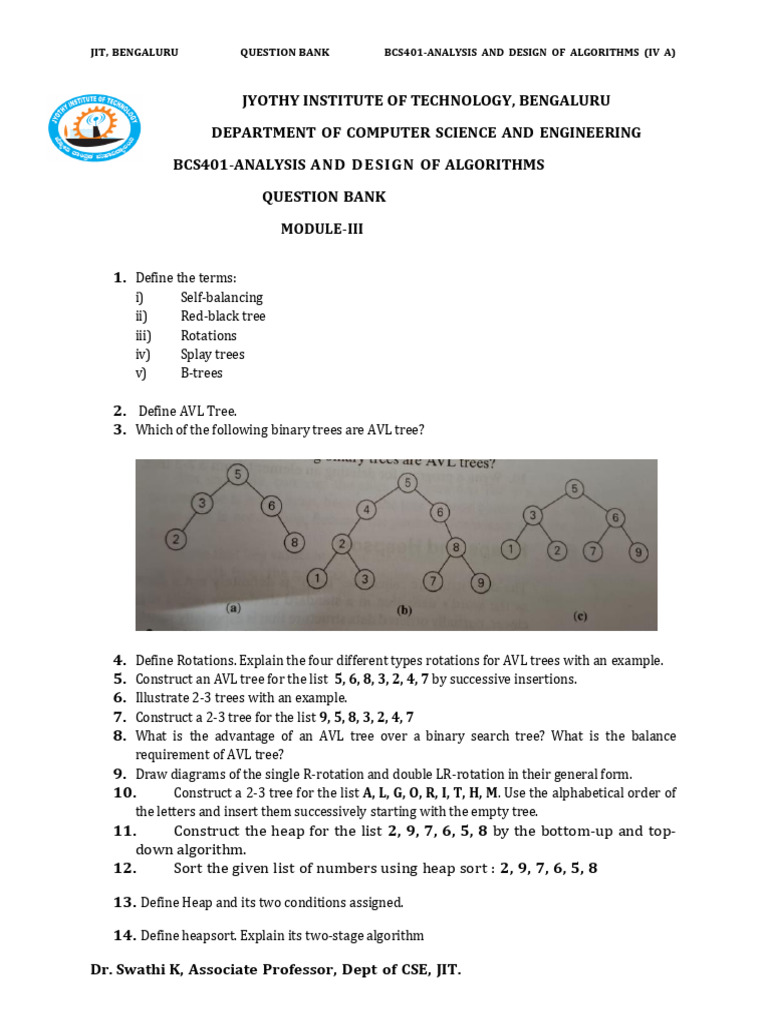 Ada Bcs401 Module 3 Question Bank | PDF | Algorithms | Algorithms And Data Structures