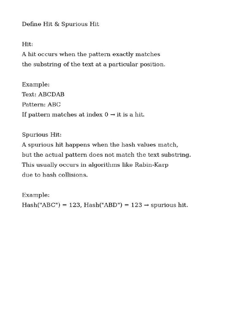 Hit Spurious Hit Note | PDF