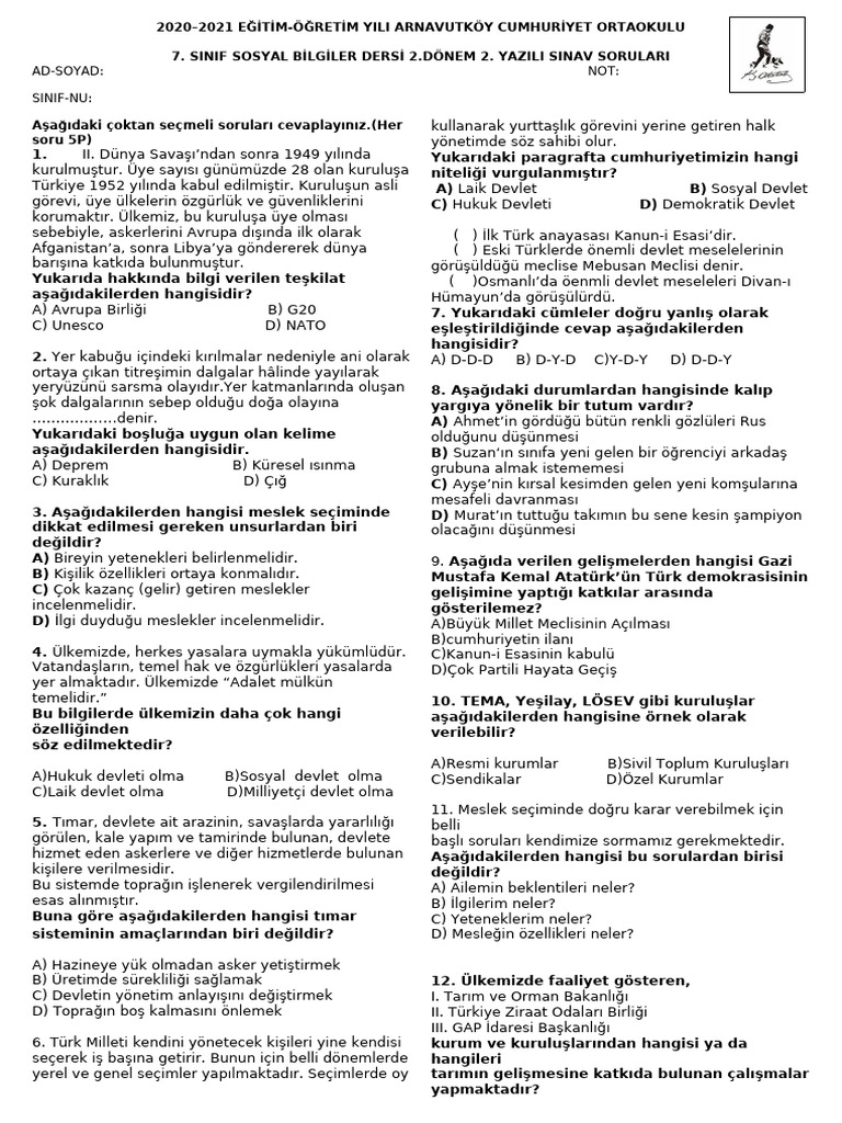 7 Sos 2 D 2 Yaz | PDF