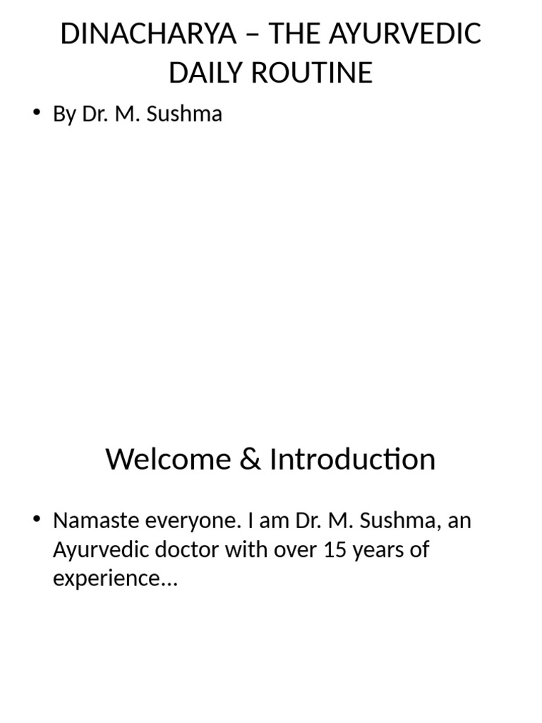 Dinacharya Presentation DR Sushma | PDF