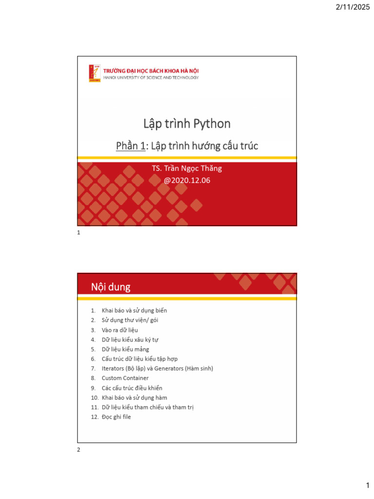 1 - Python Programming - Phan1 - v20240910 | PDF