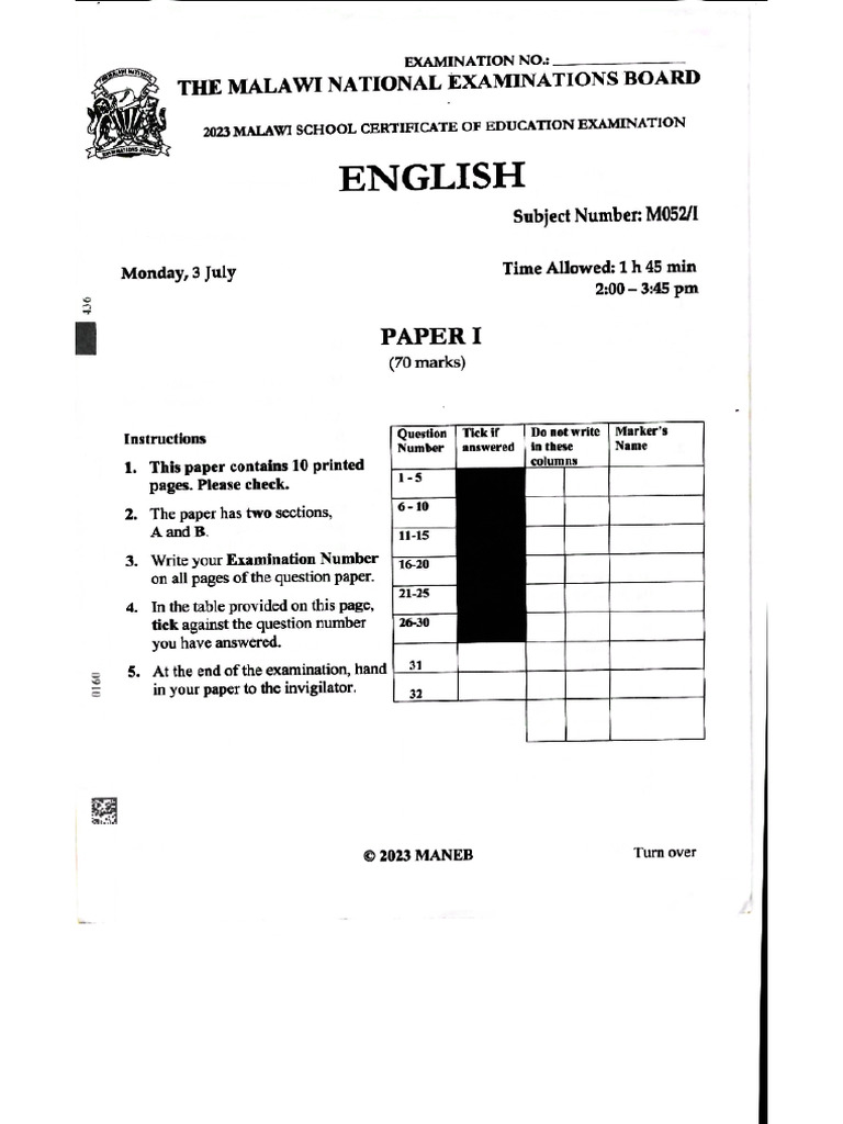2023 English Paper 1 | PDF
