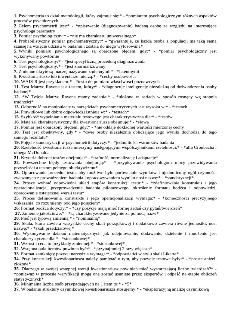 Psychometria | PDF