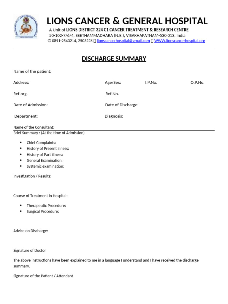 Discharge Summary | PDF