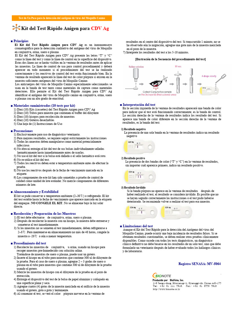 Instructivo Anigen Rapid CDV Ag | PDF