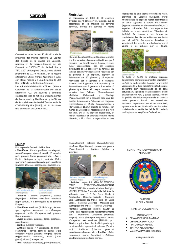 Flora y fauna de Caravelí, Perú | PDF