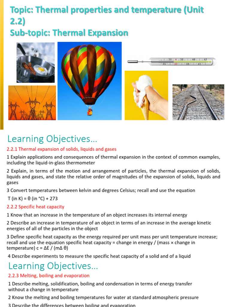 Unit 2.2 - Thermal Properties and Temperature | PDF | Latent Heat | Thermal Expansion
