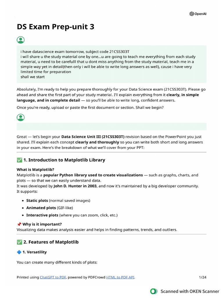 Data Science Exam Prep-Unit 3 | PDF
