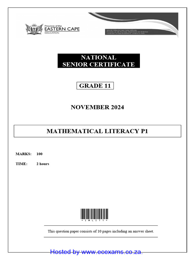MATHS LIT P1 GR11 QP NOV 2024 ENG DD - Watermark | PDF