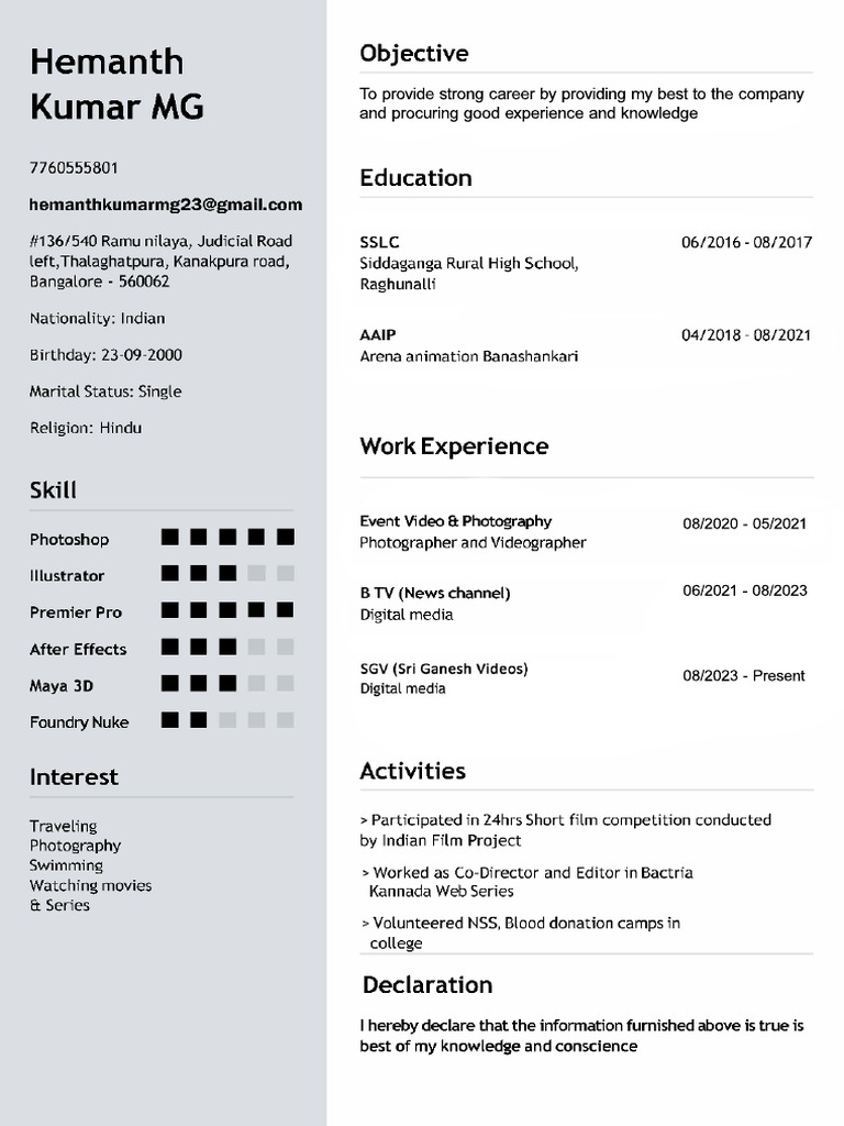 Hemanth Kumar MG | PDF