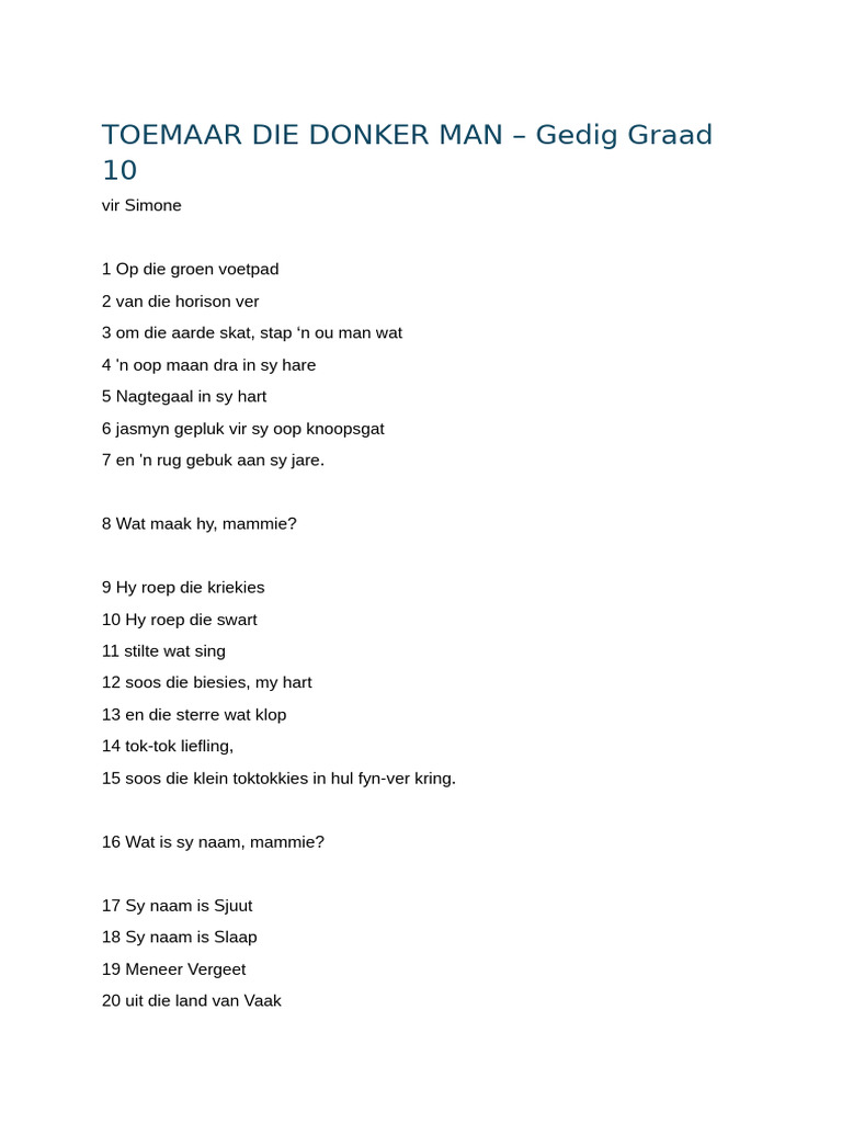 Toemaar Die Donker Man 2024 | PDF