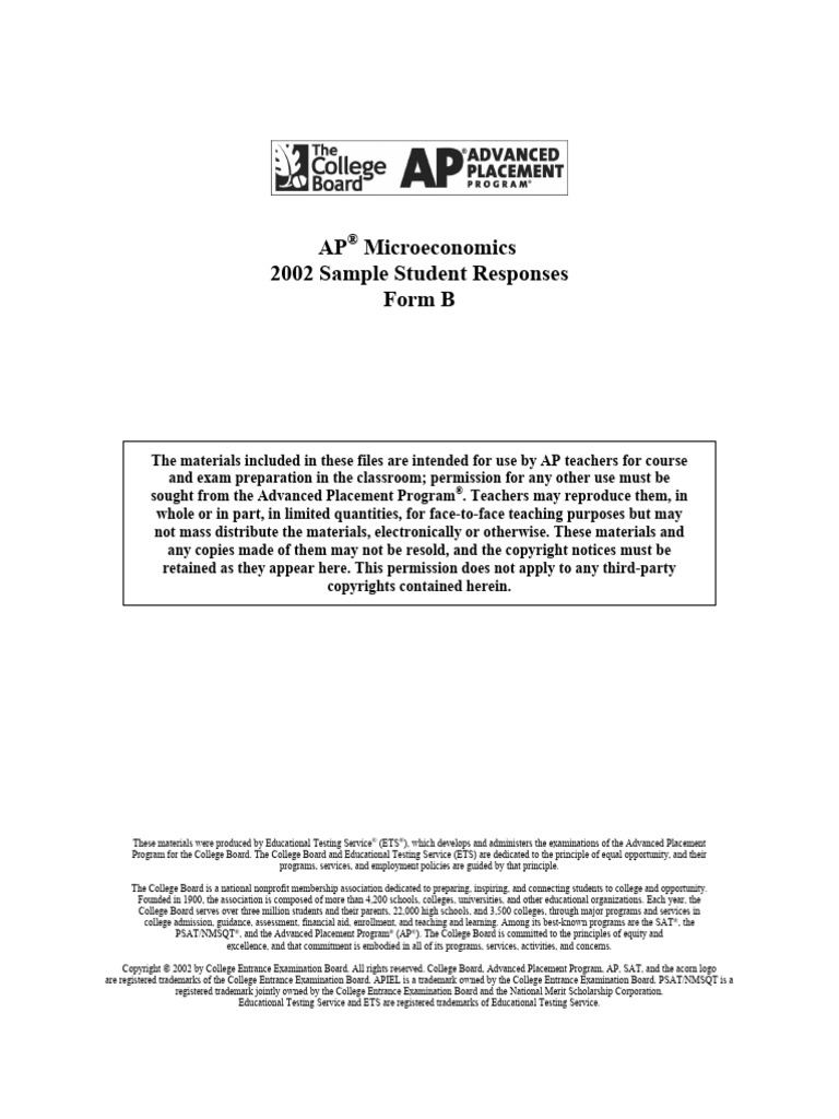 2002 AP Microeconomics Form B Sample Student Responses 3 | PDF ...