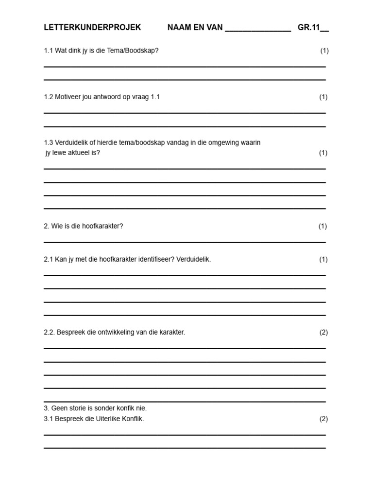 Afrikaans Lit Project | PDF