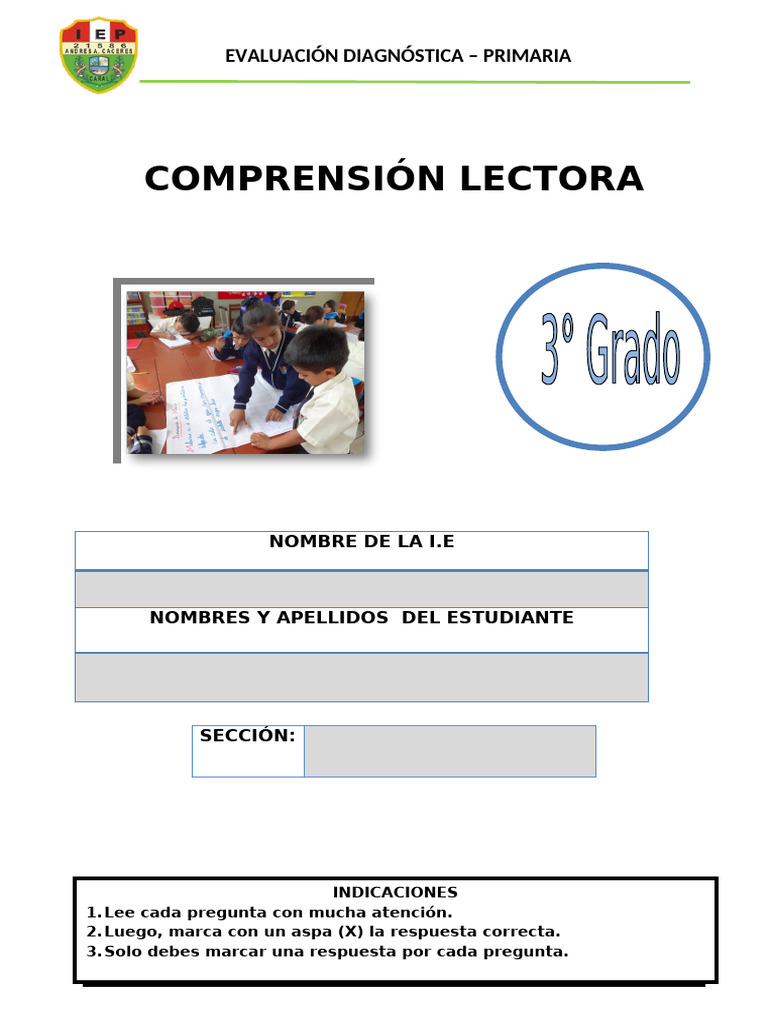 Prueba de C. Lectura 3° Grado | PDF | Papel | Pinnípedo