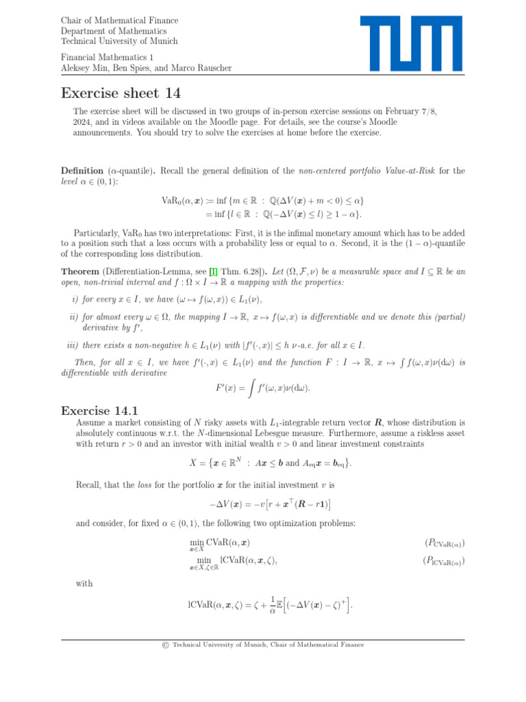 FiMa1 ExerciseSheet14 Solution | PDF | Sequence | Analysis