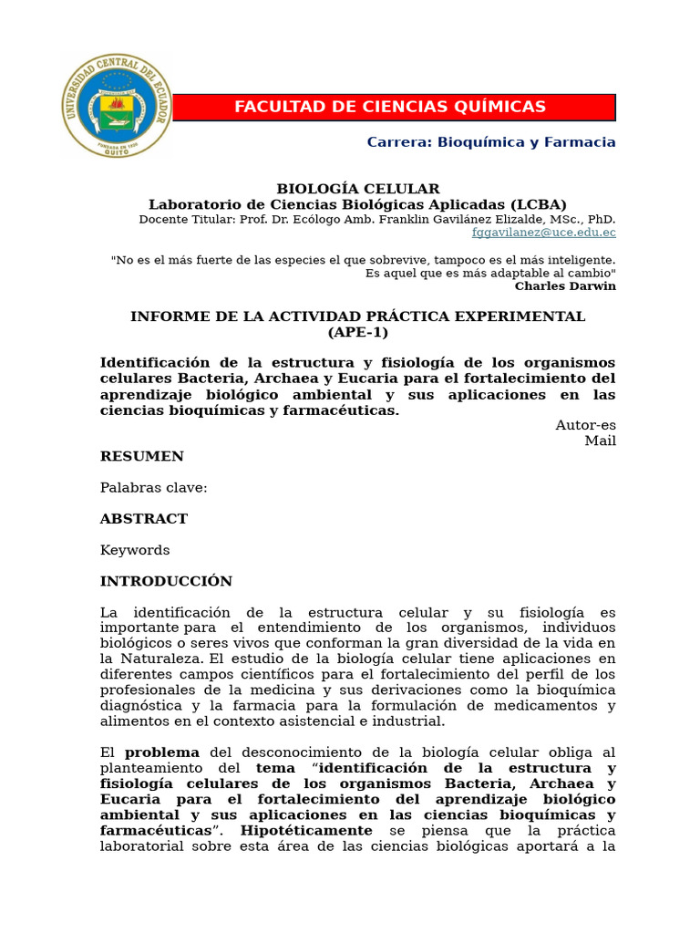 Estructura y Fisiología Celular: Bacteria, Archaea, Eucaria | PDF ...